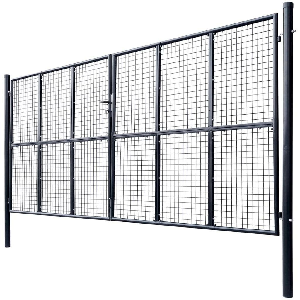 Puutarhaportti galvanoitu teräsverkko 400x200cm harmaa