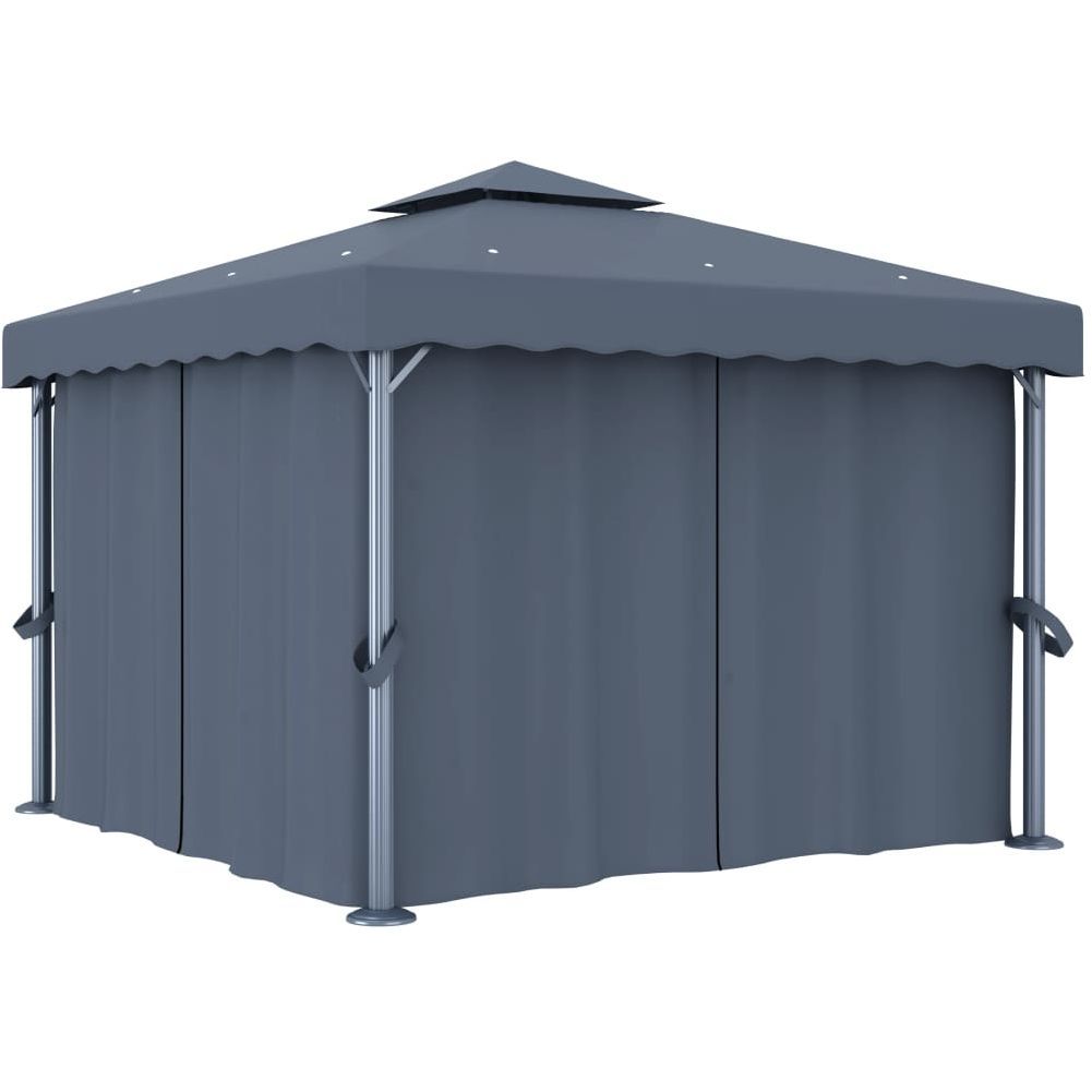 Huvimaja verhoilla 3x3 m antrasiitti alumiini | Taloon.com