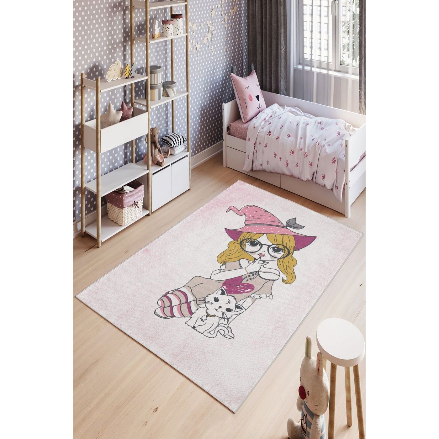 Lastenhuoneen matto Linento W1013, 80x150cm, beige