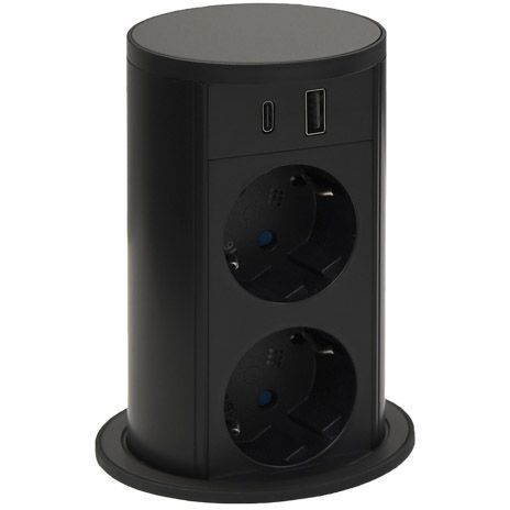 Pistorasia Limente Lift pyöreä USB, tasoon upotettava, IP54 | Taloon.com