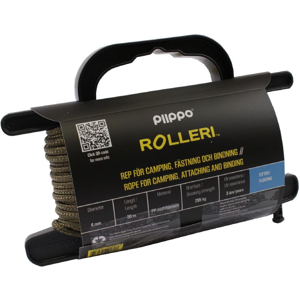 Rolleri Piippo palmikoitu PP-multifilamentti 4mm x 30m, olive green
