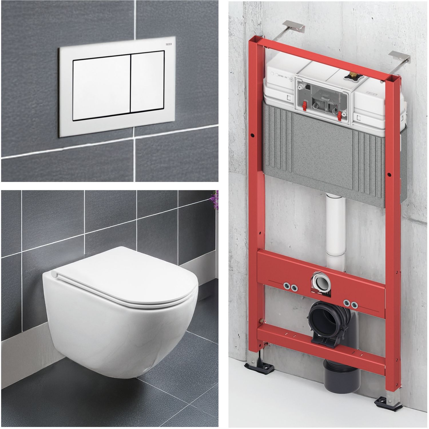 Seinä-WC-paketti Tece TH Basic 1, Tece Base Nordic -asennusteline ja ...