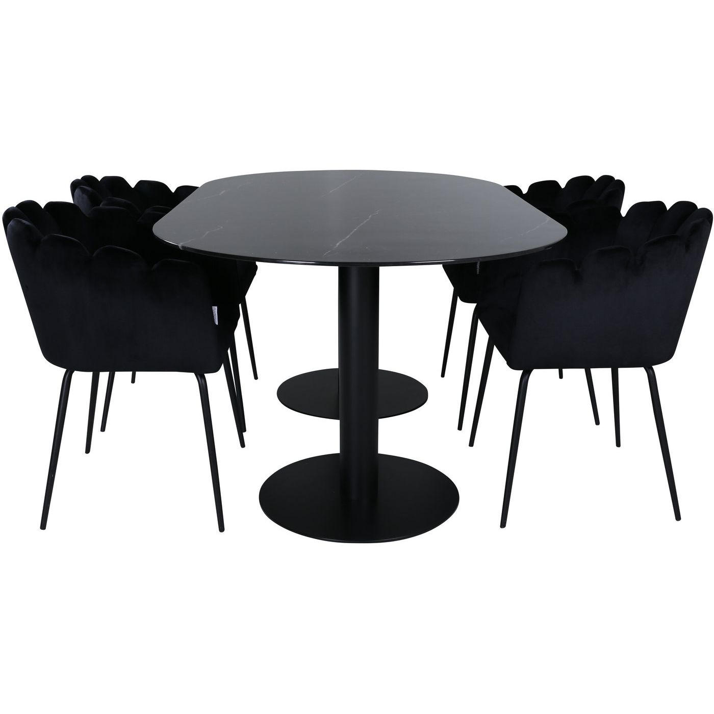 Soikea ruokailuryhmä Venture Home, 180x100cm Pillan-pöytä + 4 mustaa ...