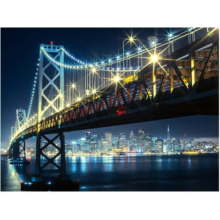 Maisematapetti Artgeist Bay Bridge yöllä, eri kokoja | Taloon.com