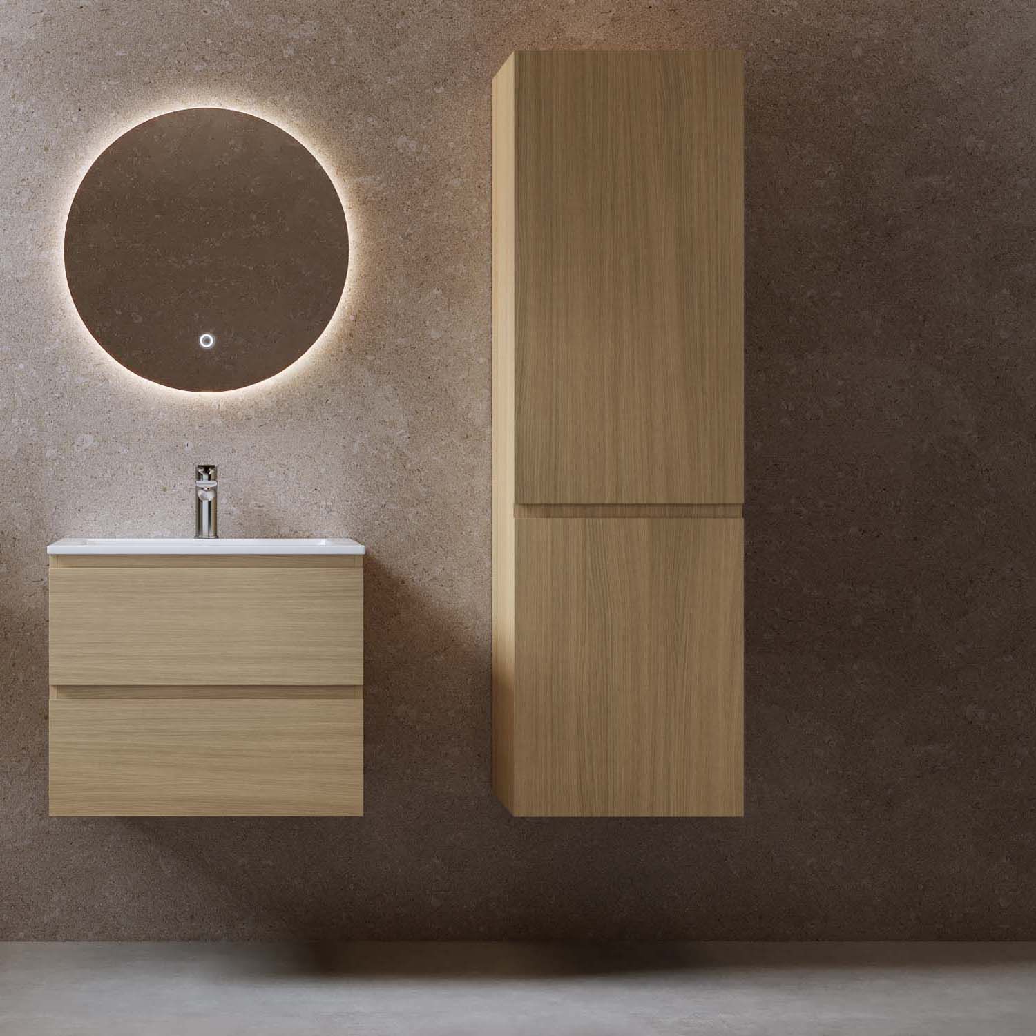 Sivukaappi Bathlife Eufori, 450x1500x350mm, vaalea tammi | Taloon.com