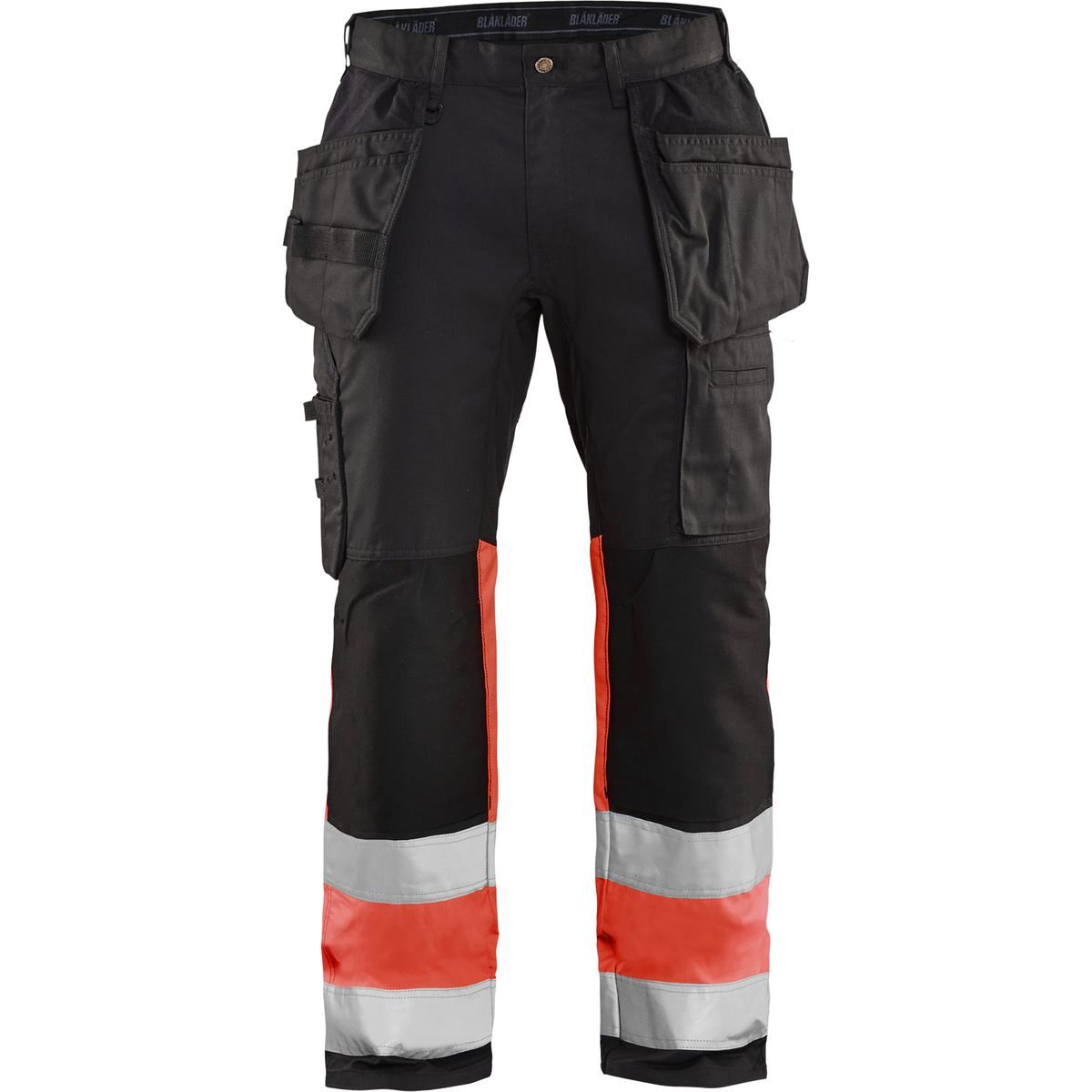 Riipputaskuhousut Blåkläder 1558 Highvis Stretch musta/huomiopunainen | Taloon.com
