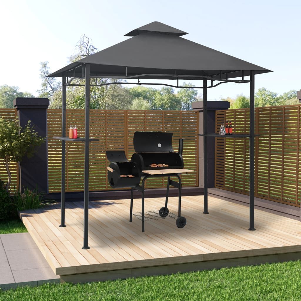 Bbq-huvimaja 240x150x255 cm antrasiitti teräs | Taloon.com