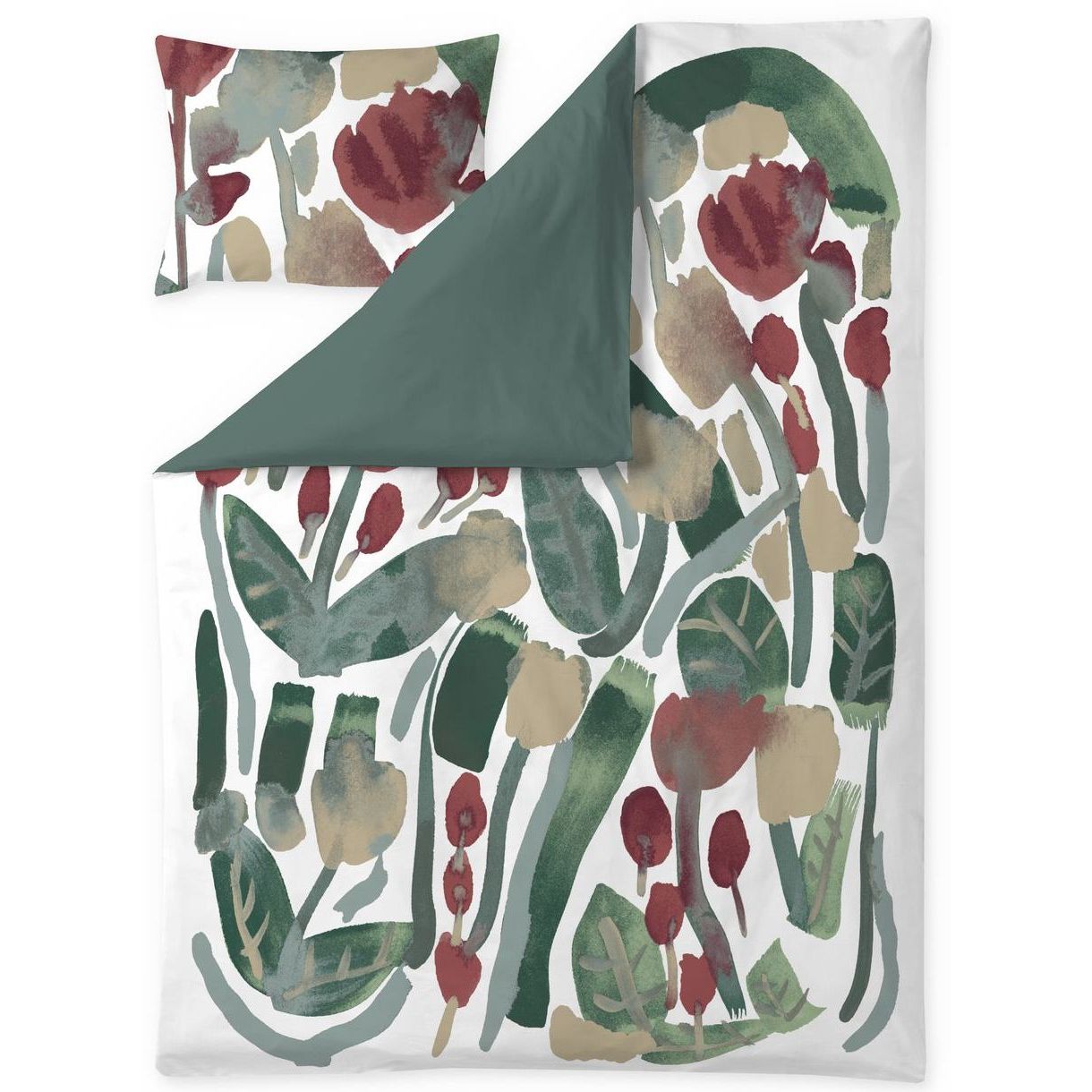 Satiinipussilakanasetti Finlayson Kumpula, vihreä/punainen | Taloon.com