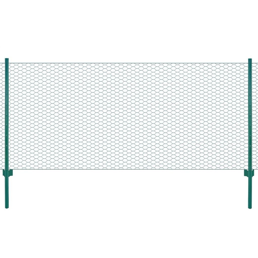 Verkkoaita tolpilla teräs 25x1m silmäkoko 25mm vihreä | Taloon.com