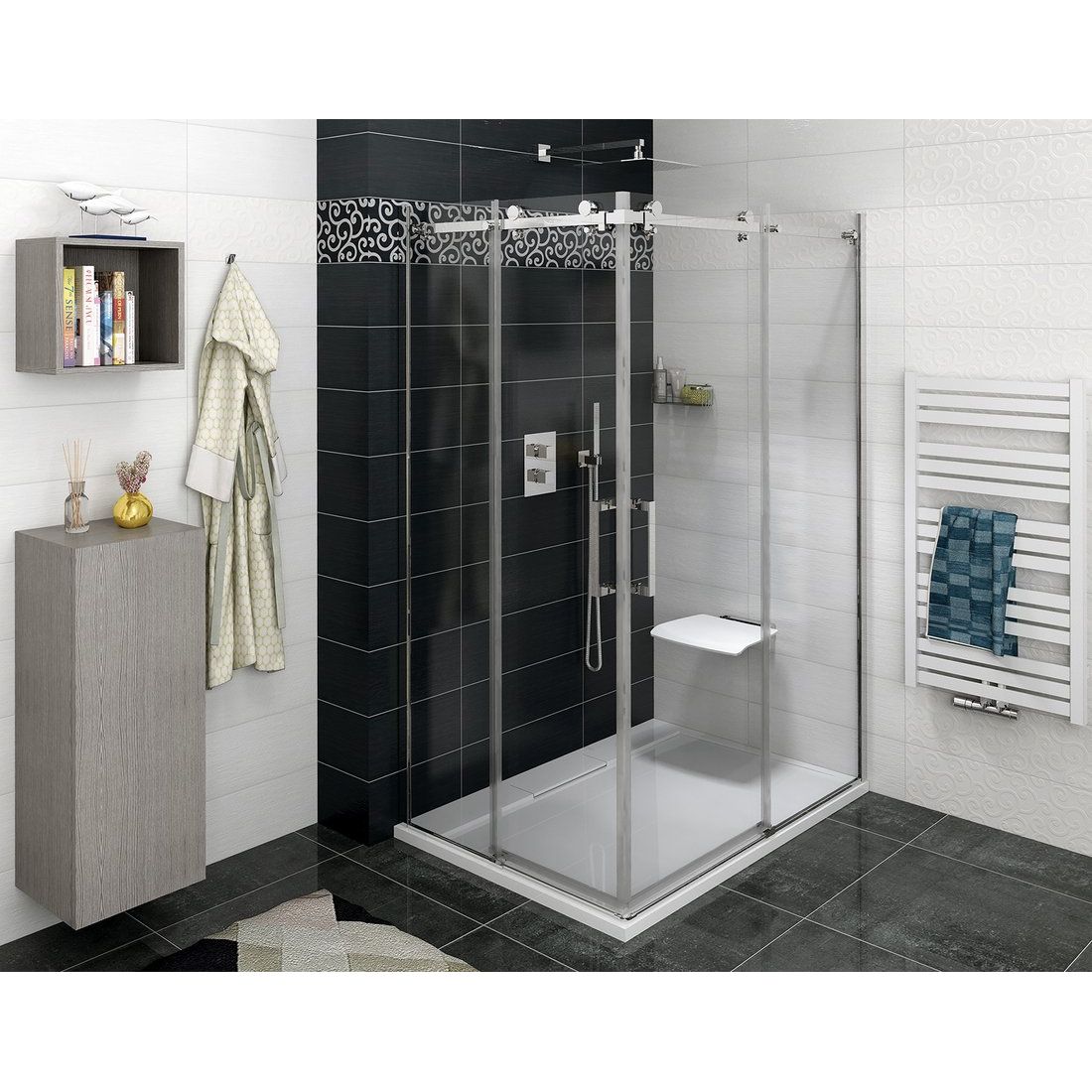 Suihkunurkka Interia Dragon Rectangular GD42, kulmikas, kirkas lasi ...