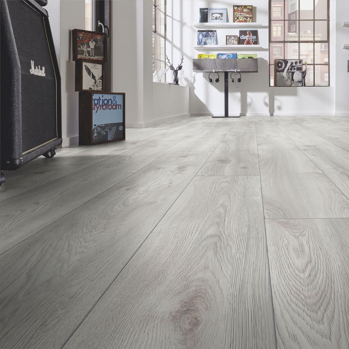 Laminaatti Kronotex Mammut Plus 4793 Macro Oak White vaaleanharmaa ...