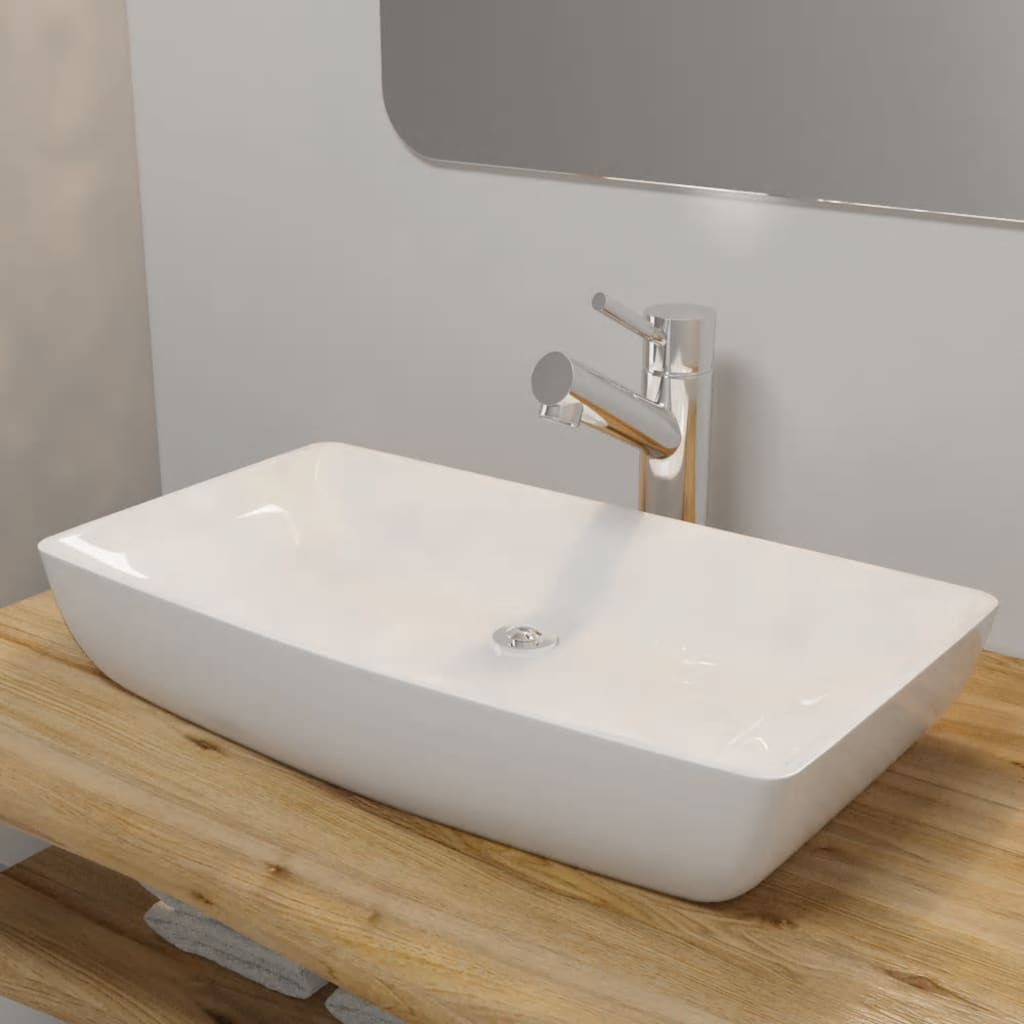 Keraaminen Pesuallas Neliö Lavuaari Valkoinen 71x39cm | Taloon.com