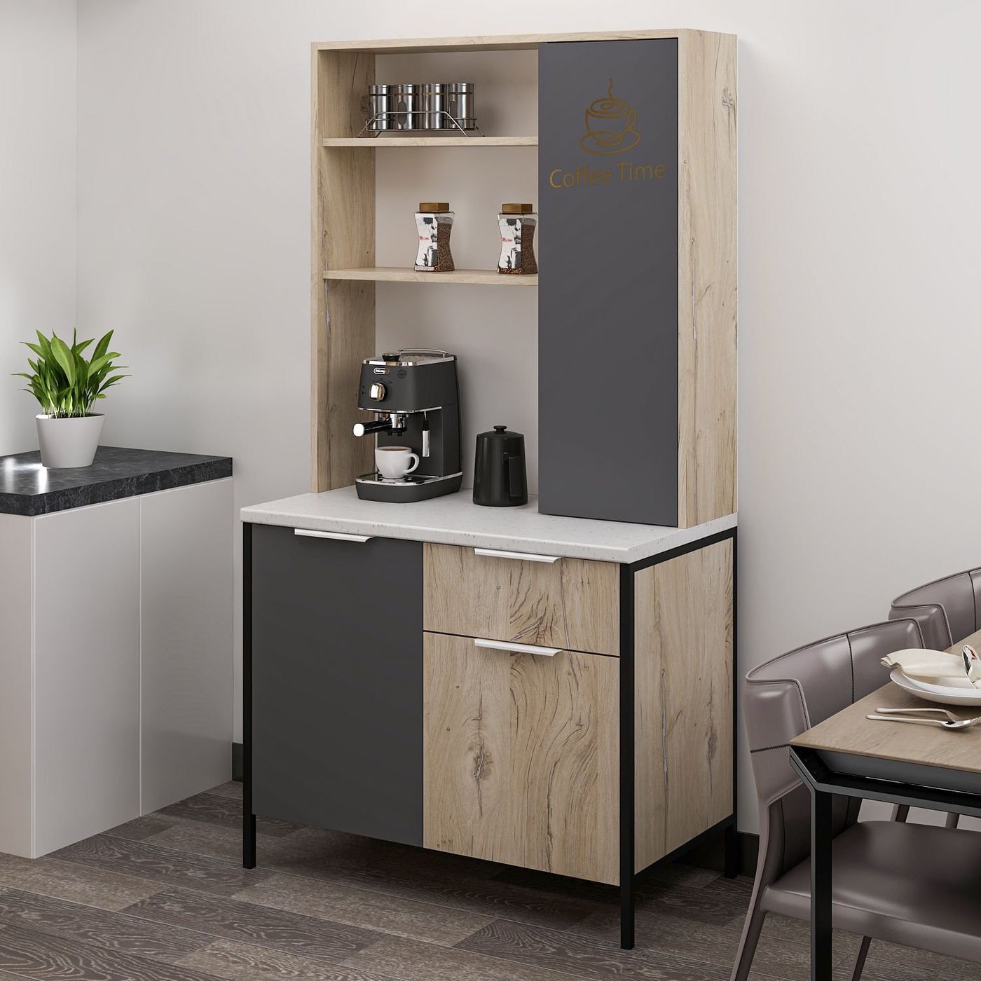Aamiaiskaappi Linento Furniture Andy 8977 antrasiitti | Taloon.com