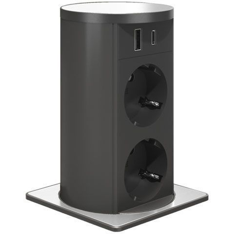 Pistorasia Limente Lift neliö USB, tasoon upotettava, IP54 | Taloon.com