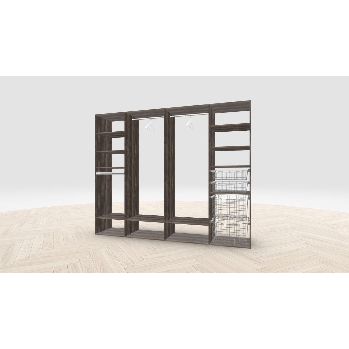 Vaatehuoneen kaapisto Mirror Line, leveä I-malli koreilla ...