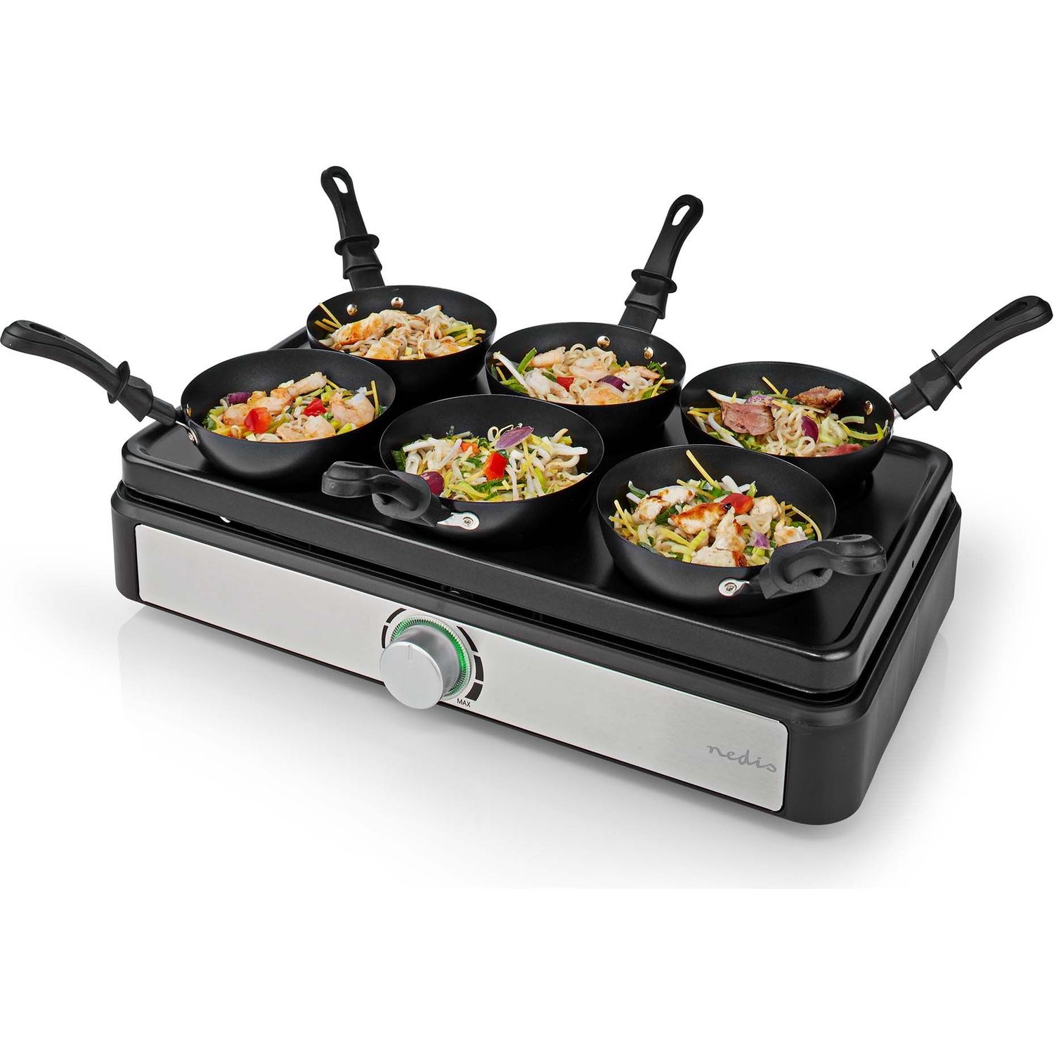 Pöytägrilli Nedis Party Wok Set FCRA310FBK6, 600W | Taloon.com