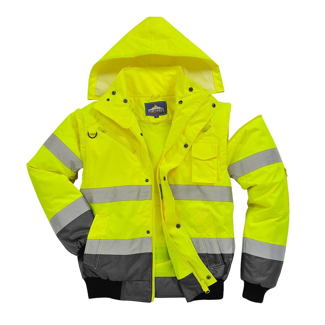 Bombertakki Portwest C465 Hi-Vis 300D keltainen/harmaa | Taloon.com