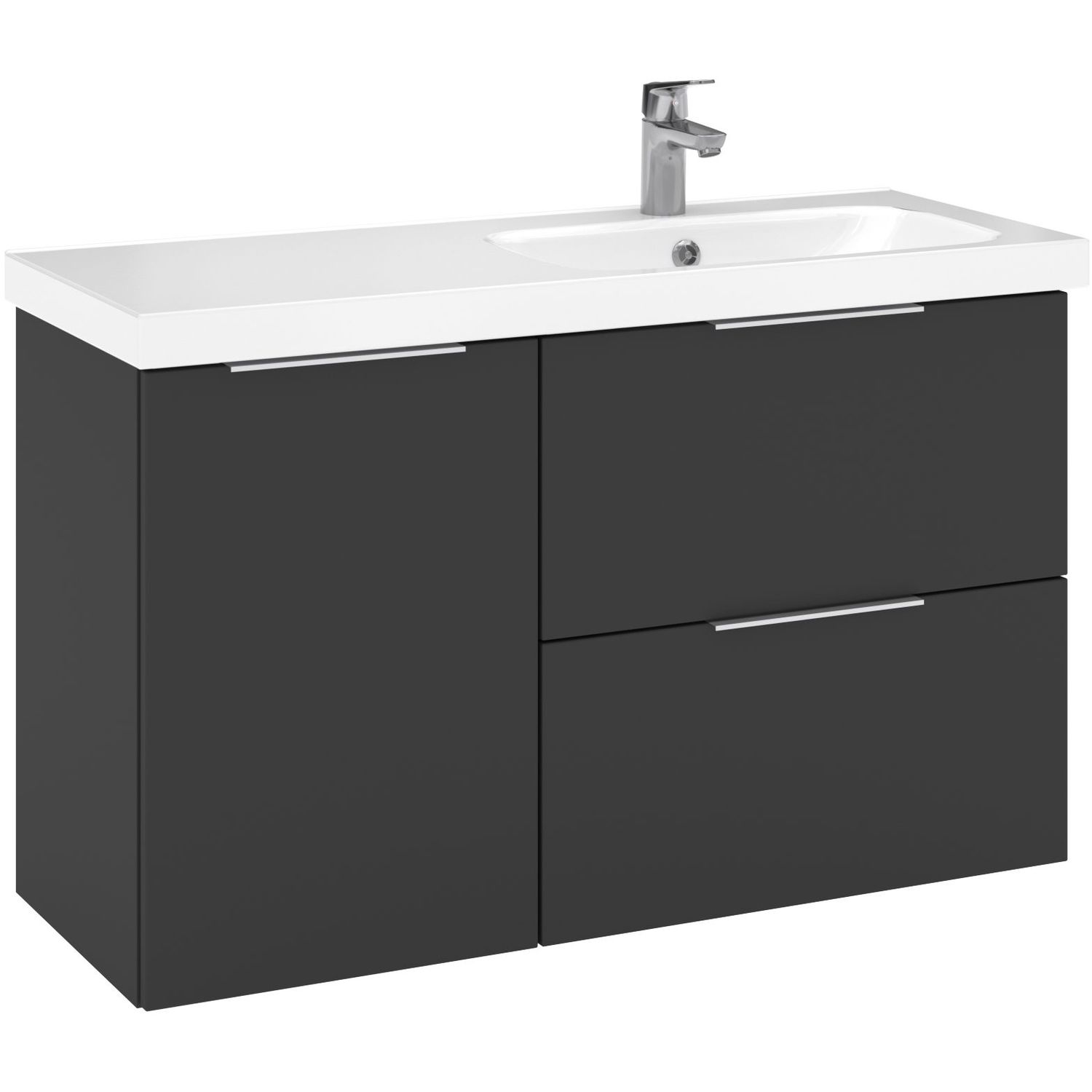 Allaskaappi altaalla Temal Stella, allas oikealla, ultramatta musta ...