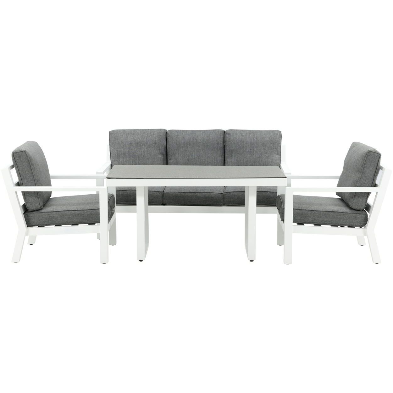 Sohvaryhmä Venture Home Barcelona, 3-istuttava sohva ja 2 nojatuolia, harmaa/valkoinen | Taloon.com