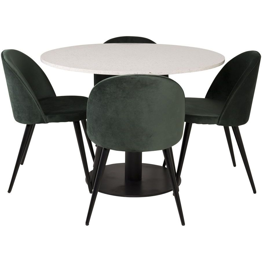 Ruokailuryhmä Venture Home, ⌀106cm Razzia-pöytä + 4 Velvet-tuolia ...