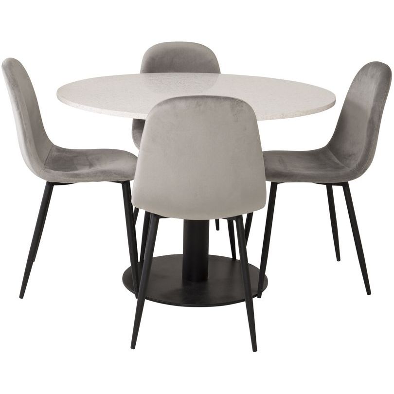 Ruokailuryhmä Venture Home, ⌀106cm Razzia-pöytä + 4 Polar-tuolia ...