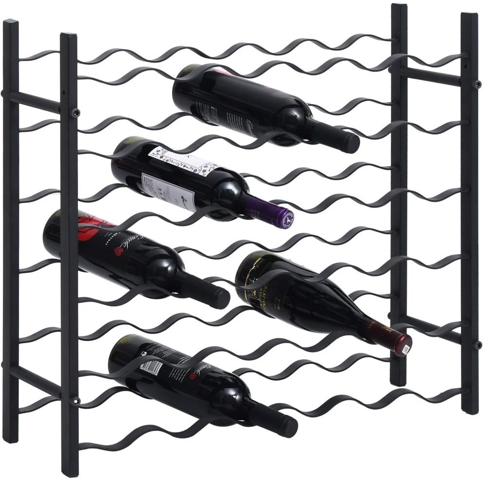 Viinipulloteline 36 pullolle musta rauta | Taloon.com