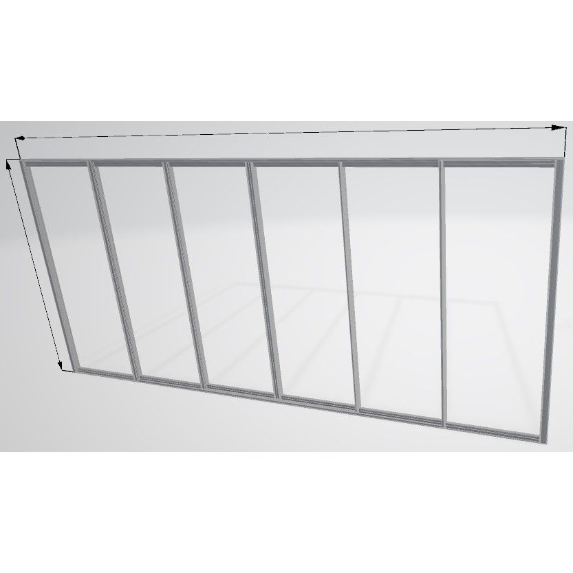 Terassin lasiliukuovi Keraplast, kohtaava malli, 6-osainen, kirkas lasi ...