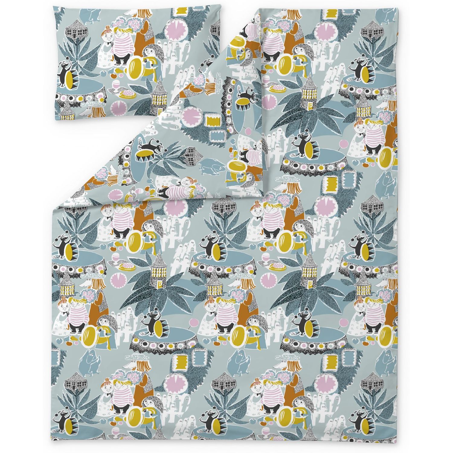 Lasten pussilakanasetti Finlayson Satumuumi 120x160 cm turkoosi/oranssi ...