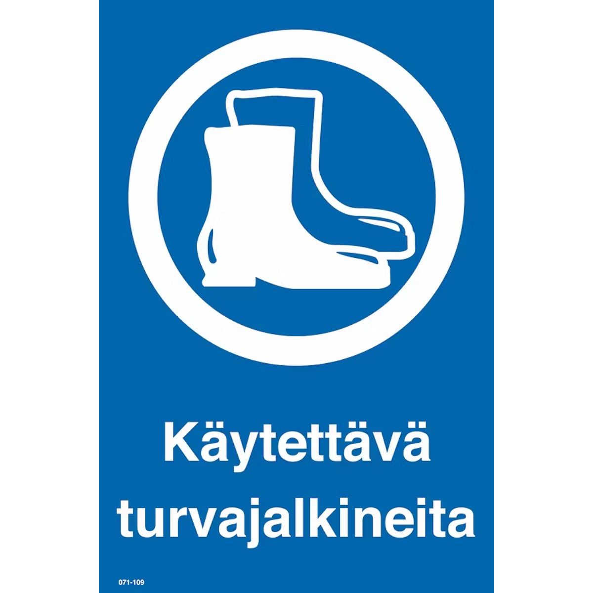 Merkintäkilpi "Käytettävä turvajalkineita", 20x30cm | Taloon.com