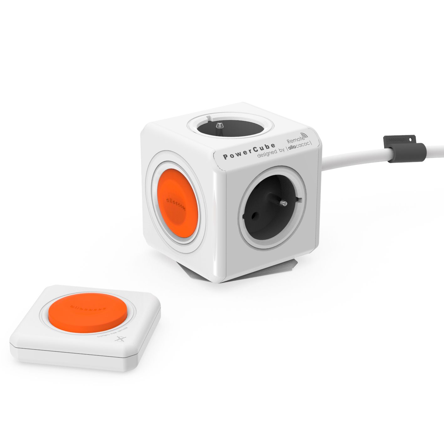 Pistorasia Allocacoc PowerCube Extended Remote set 1,5m 4-osainen oranssi/valkoinen | Taloon.com
