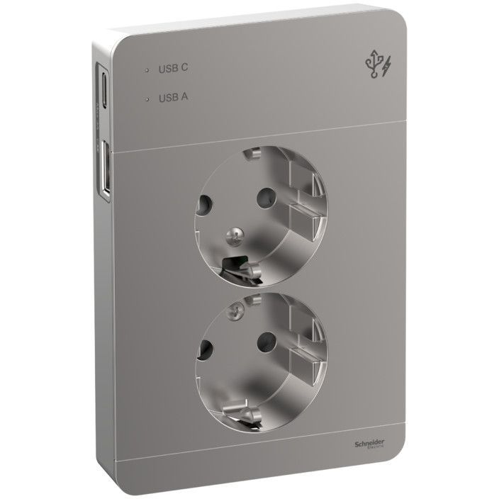 Pistorasia Schneider Electric Exxact 2-osainen peitelevyllä + 2x USB ...