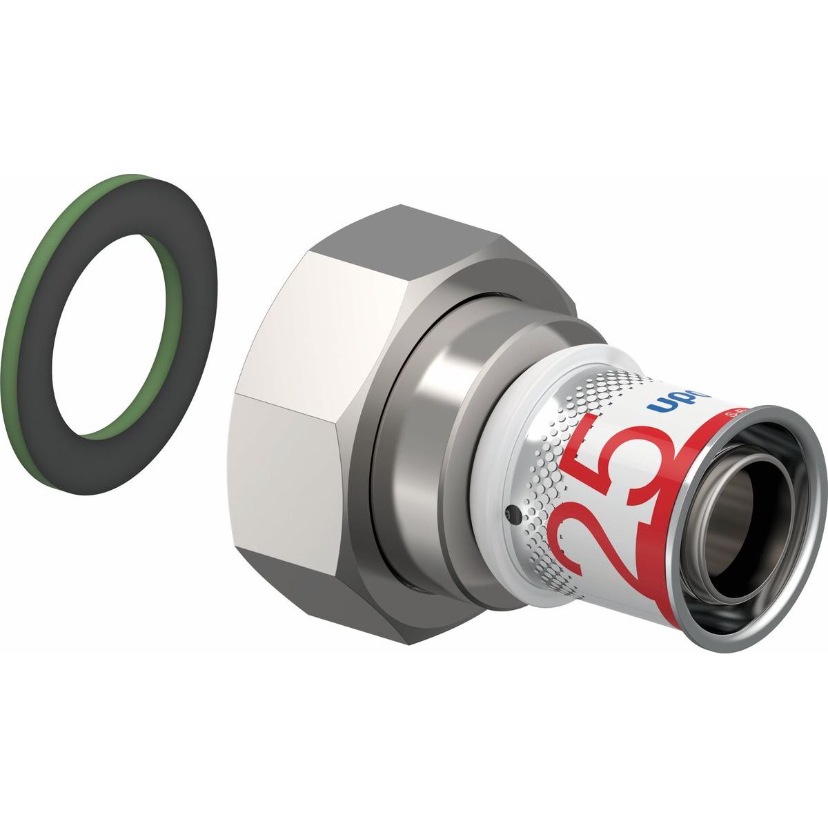 Puristusliitin Uponor S-Press Plus 25-G1 1/4"SN pyörivällä mutterilla | Taloon.com