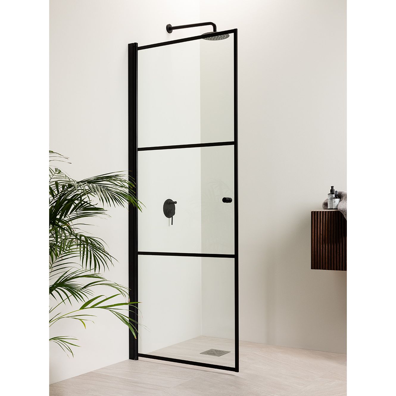 Suihkuovi Vihtan Ruutu 3 musta ruudukko eri kokoja | Taloon.com