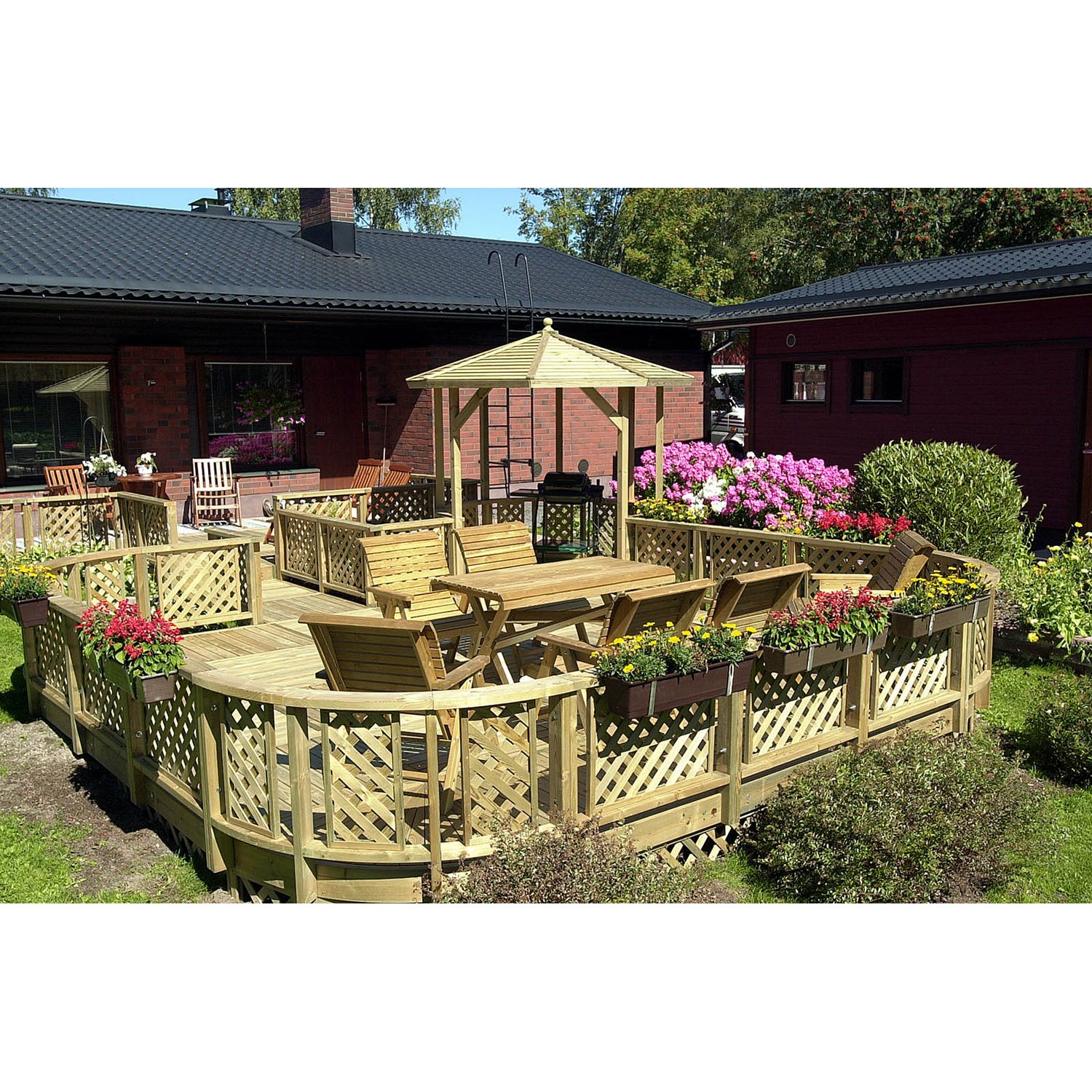 Terassielementti Kaareva aita T13R ruskea - Tammiston Puu - Taloon.com