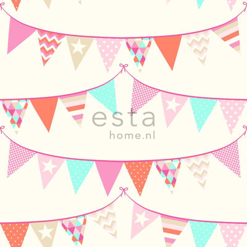 Tapetti Flags 138718 0,53x10,05 m pinkki, turkoosi, korallinpunainen ...
