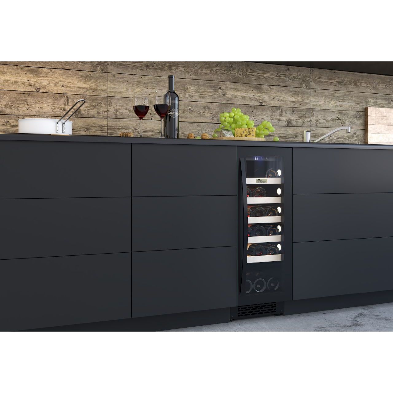 Viinikaappi Thermex Winemex 20 30x88.1cm musta integroitava | Taloon.com