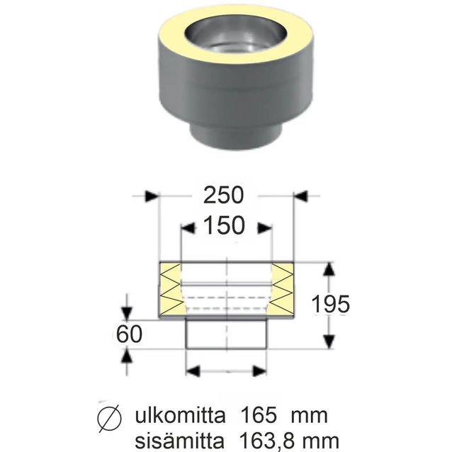Teräspiippu Ø150mm Watti, takan piippu | Taloon.com