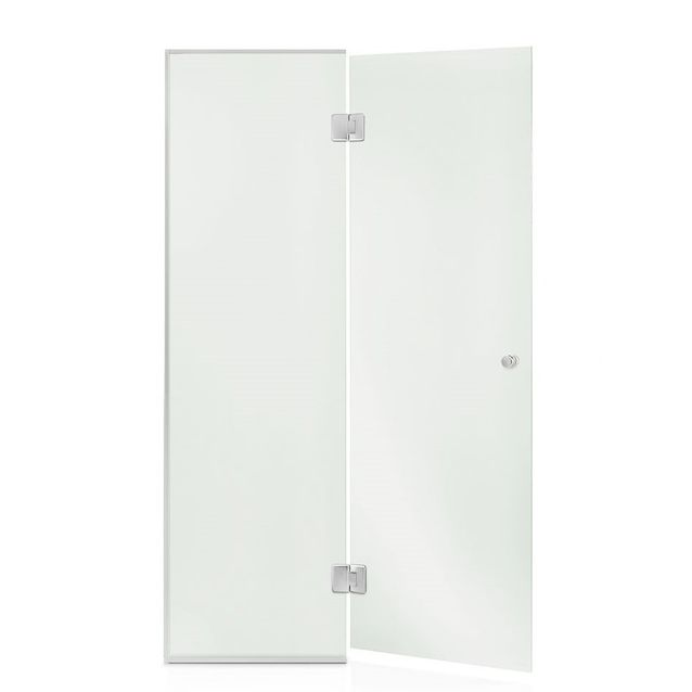 Saunan lasiseinä Andres Glass, ovi, korkea ikkuna, saranat keskellä ...