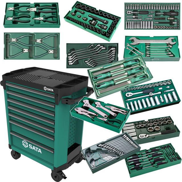 Työkaluvaunu työkaluilla Sata Pro 7 vetolaatikkoa 246 osaa | Taloon.com
