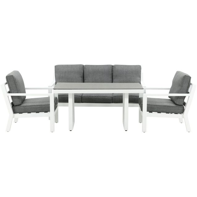 Sohvaryhmä Venture Home Barcelona, 3-istuttava sohva ja 2 nojatuolia, harmaa/valkoinen | Taloon.com