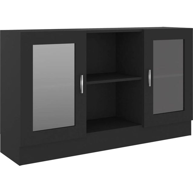 Vitriinikaappi musta 120x30.5x70 cm lastulevy | Taloon.com