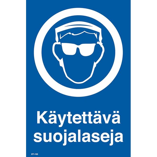 Merkintäkilpi "Käytettävä suojalaseja", 20x30cm | Taloon.com