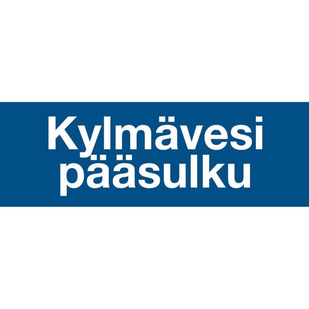Merkintätarra "Kylmävesi pääsulku", 20x5cm | Taloon.com