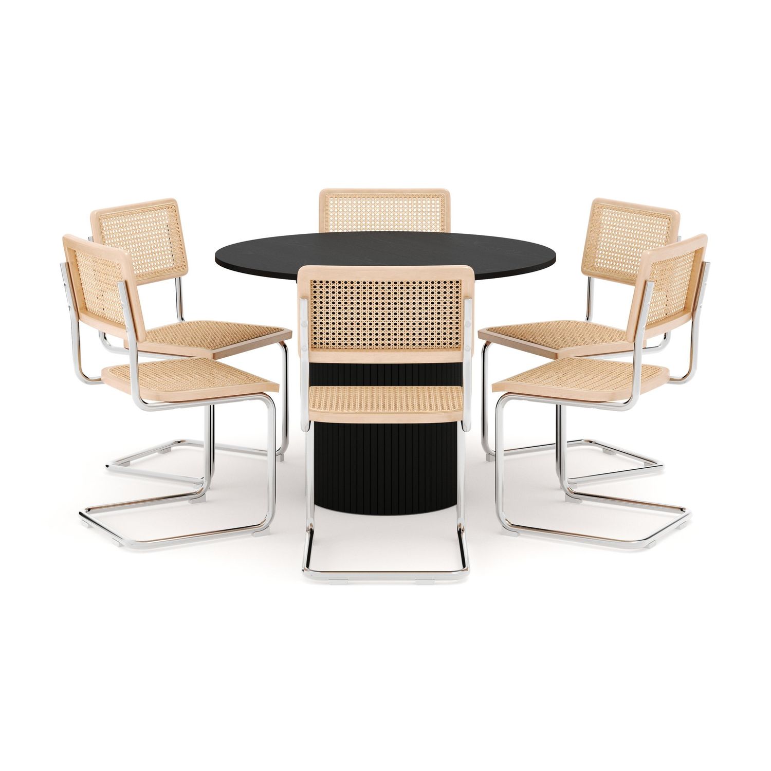 Ruokailuryhmä Kopparbo, Ø106cm, pyöreä, laajennettava, 6 tuolia, musta ...