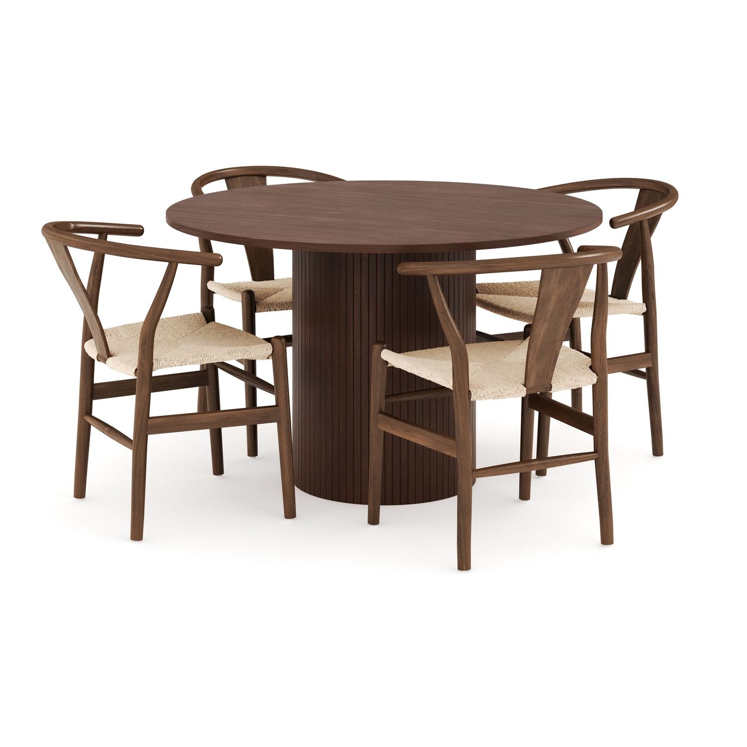 Ruokailuryhmä Kopparbo, Ø120cm, 4 Dastoori ruokatuolia, ruskea (00704 ...