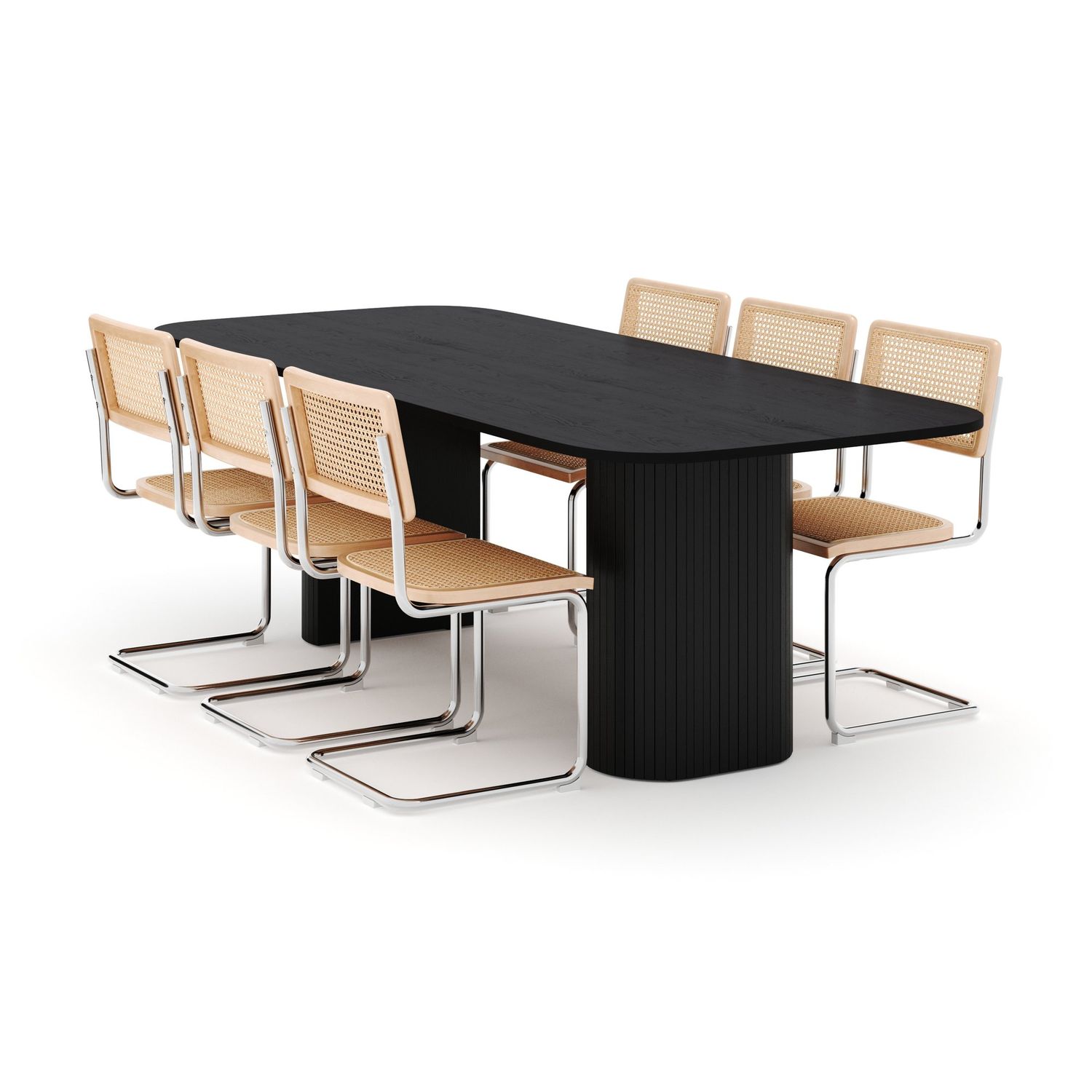 Ruokailuryhmä Kopparbo, 240cm pöytä, 6 tuolia, musta (01654) | Taloon.com