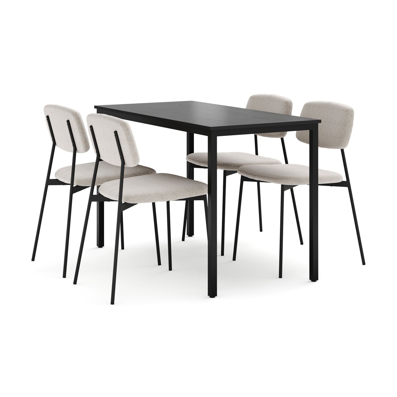 Ruokailuryhmä Lowe, 120cm, 4 tuolia, musta (00480) | Taloon.com