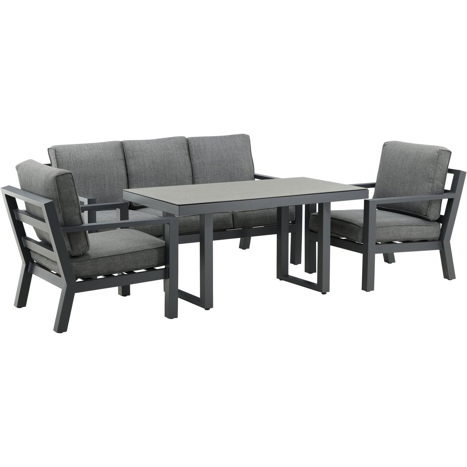 Sohvaryhmä Venture Home Barcelona, 3-istuttava sohva + 2 lepotuolia + sohvapöytä, harmaa ...