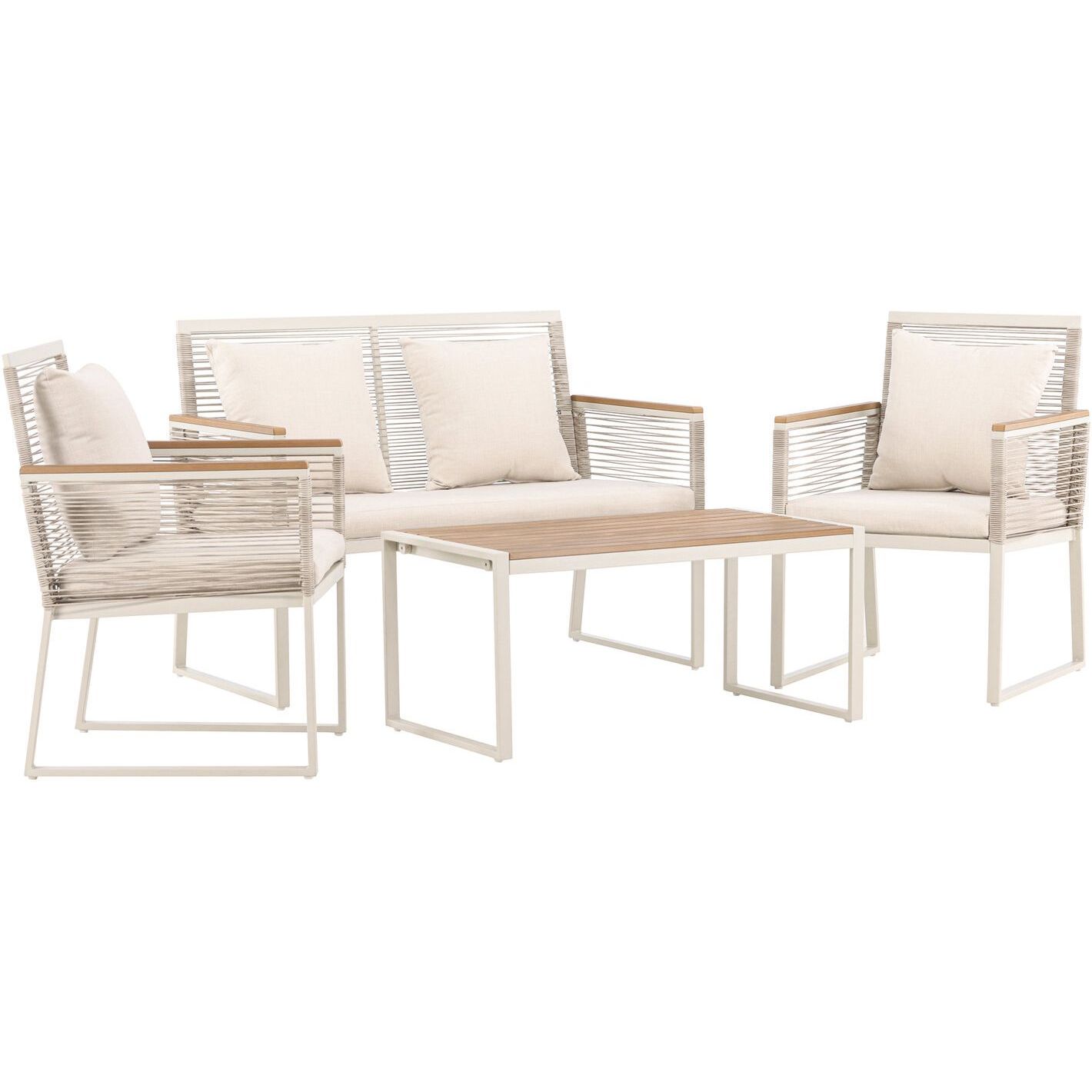 Sohvaryhmä Venture Home Dallas, 2-istuttava sohva + 2 lepotuolia + sohvapöytä, beige/harmaa ...