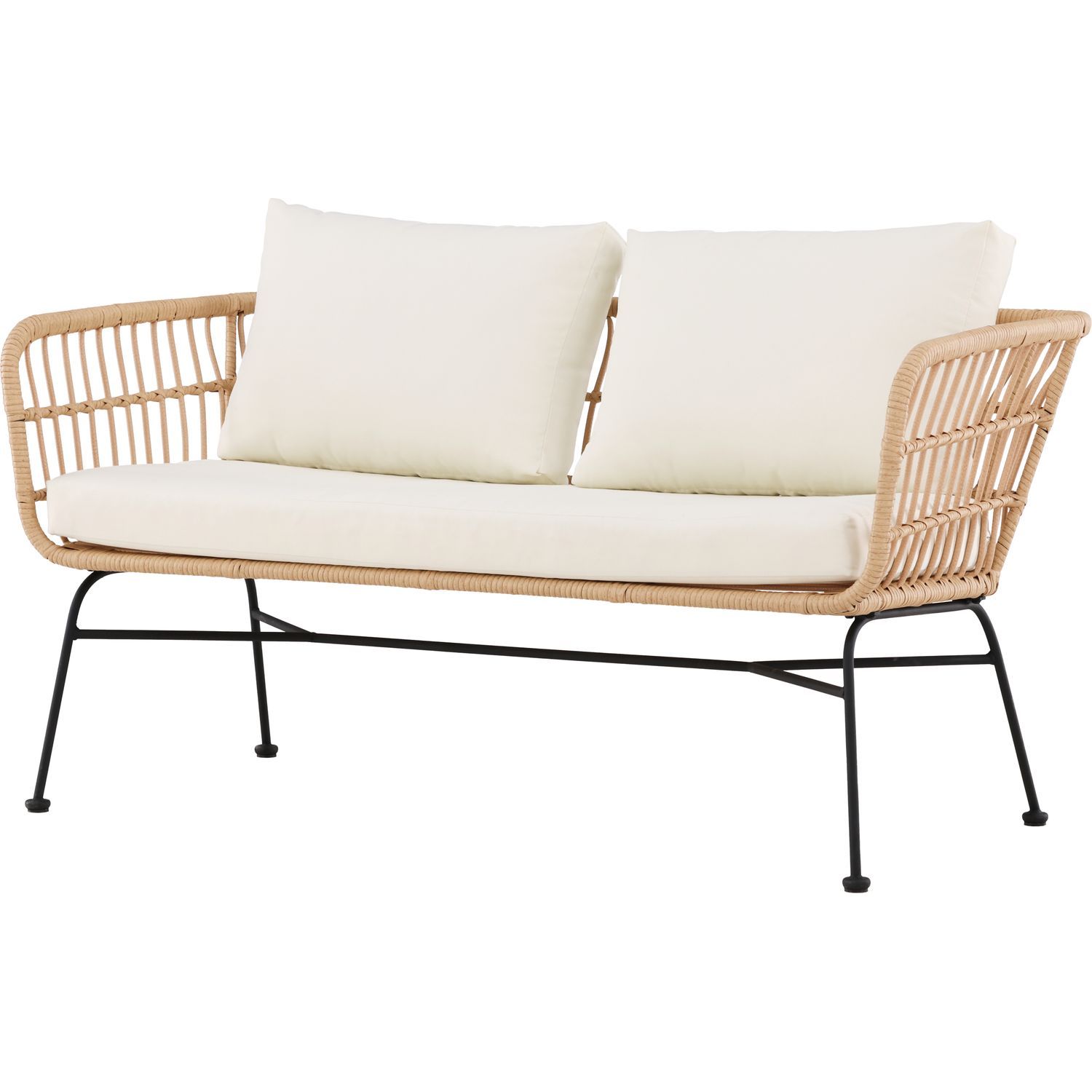 2-istuttava sohva Venture Home Isola, beige/rottinki/musta | Taloon.com